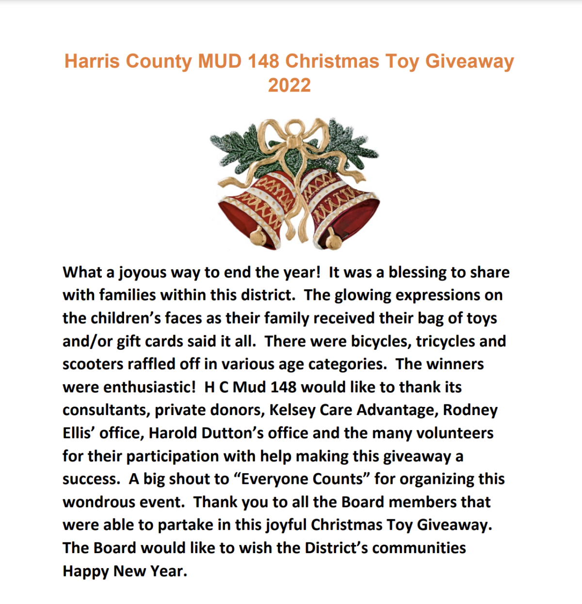 Harris County MUD 148 – The Water We Conserve Today Can Serve Us Tomorrow